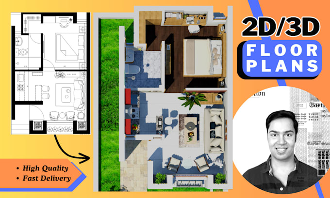 Turn 2d to 3d floor plan fast for real estate listings, interior design ...