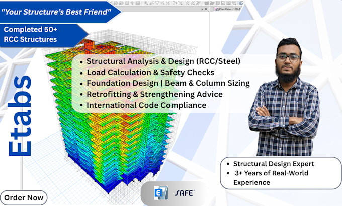 Analyze and design complex rcc structure using etabs, safe by Engr_md_sazzad | Fiverr