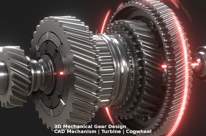 Create 3d mechanical gear design, 3d mechanism, cad design, turbine ...