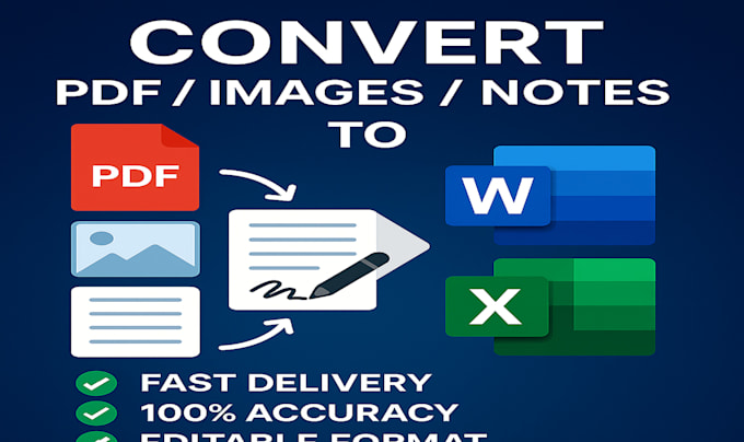 Convert pdf, scanned images or handwritten files to word or excel by Ashfaq421 | Fiverr