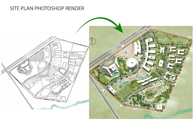 Render architectural plan, elevation, section in photoshop by Michael_amsalu | Fiverr