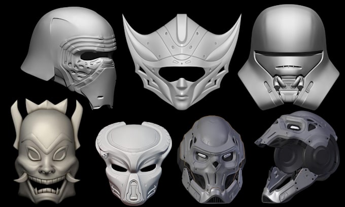 Sculpt detailed 3d mask model 3d cosplay helmet props 3d armor for 3d ...