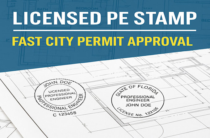Provide licensed california engineering stamp florida pe seal for city ...