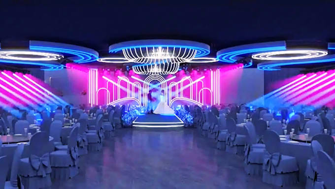 Do 3d stage lighting design, wedding hall design, event venue, virtual ...