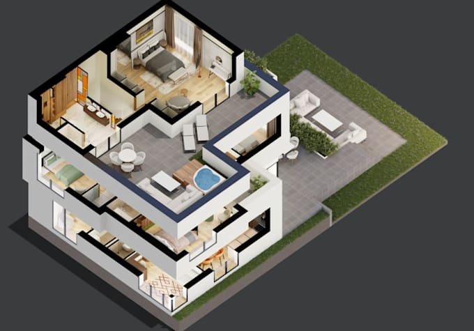 Redesign architecture real estate house 3d floor plan, apartment interior render by Jaihbdb | Fiverr