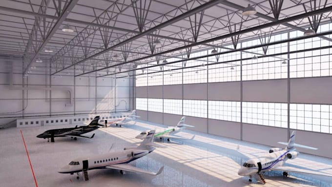 Do 3d warehouse design, aircraft garage, maintenance hangar, 3d hangar ...