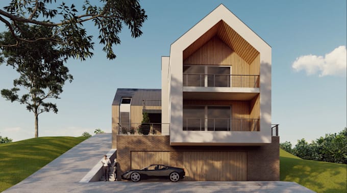 Remodel 3d terrace house render,duplex apartment,architecture exterior ...