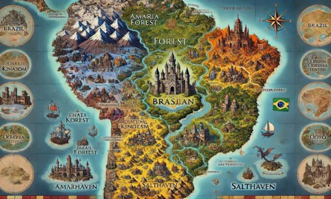 Draw a detailed fantasy world map, battle map for your dnd and rpgs ...