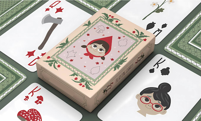 Design 52 kids playing card game deck, poker cards, flashcard, tuck box ...