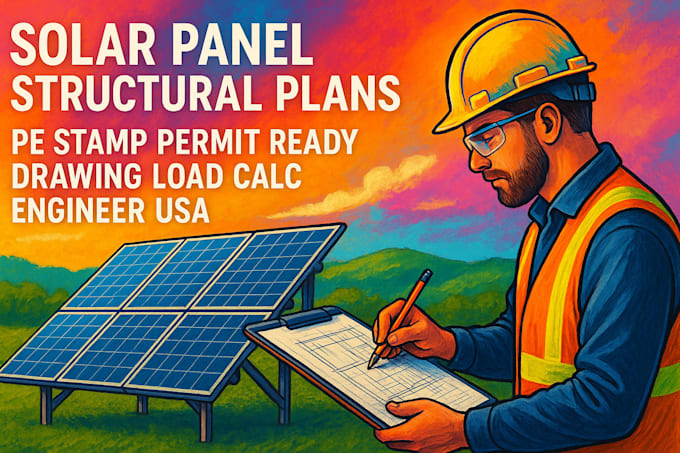 Solar panel structural plans pe stamp permit ready drawing load cal ...