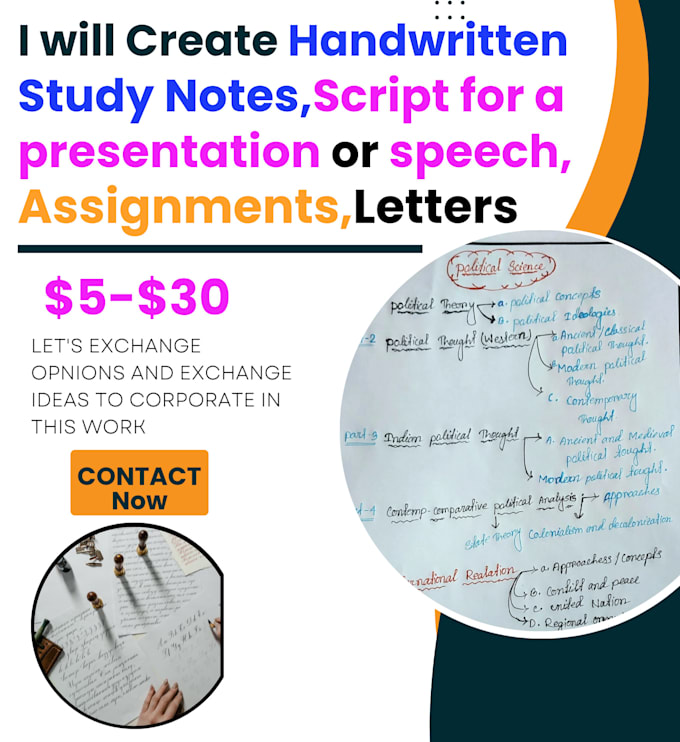 Create handwritten any study notes,assignment,presentation by ...