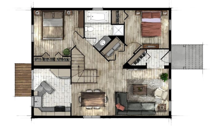 Create detailed autocad 2d floor plans and 3d models with realistic rendering