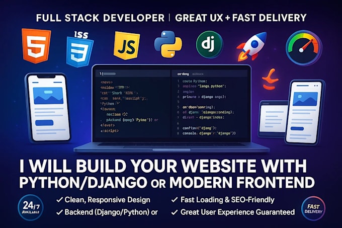 Create a responsive python django website by Hamadstore | Fiverr