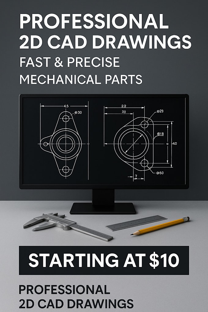 Draw precise 2d technical drawings for mechanical parts by Gergelygeri ...