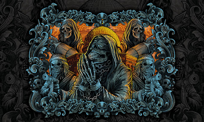 Draw dark art, horror, gothic art, creepy, macabre, occult, metal with ...