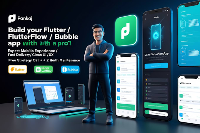 Build your flutterflow app, flutter app, or bubble app mobile app expert by Pankajdevelop | Fiverr