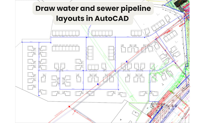 Draw water and sewer pipelines layout in autocad by Raghad_awad | Fiverr