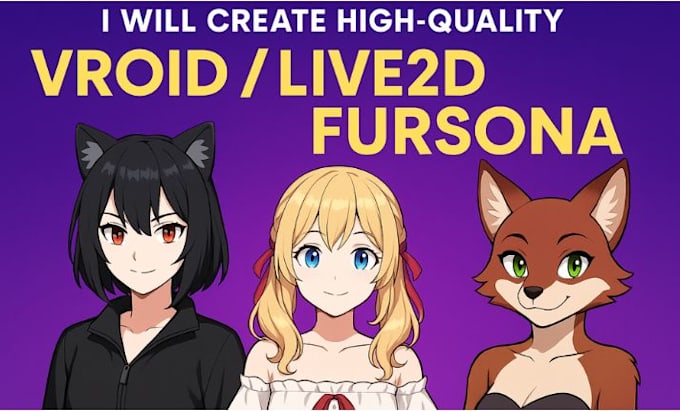 Create high quality vroid 3d or live2d vtuber fursona nsfw avatar games unity vr by Kirill_comic ...