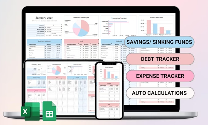 Design custom automation excel google spreadsheet budget planner formulas by Blakeley_collin ...