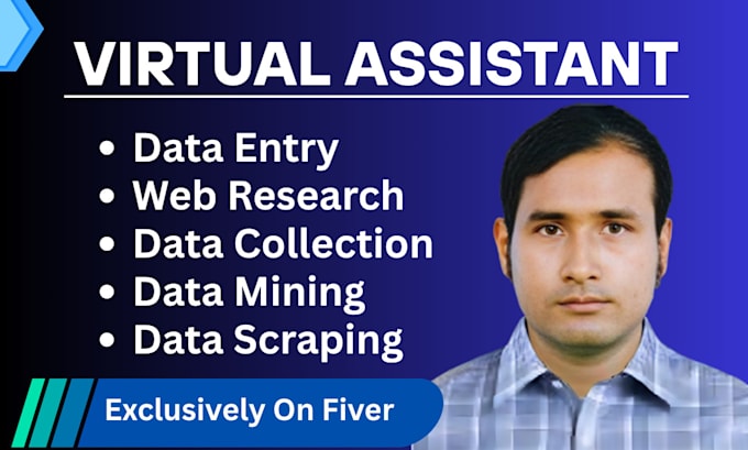Be your virtual assistant for data entry, data mining, copy paste, web research by Ratan_kr | Fiverr