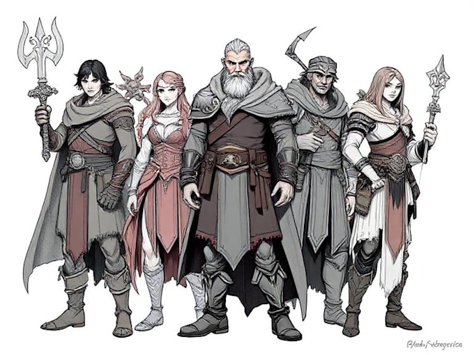 Draw your fantasy dnd character concept art dnd party by Glumache | Fiverr