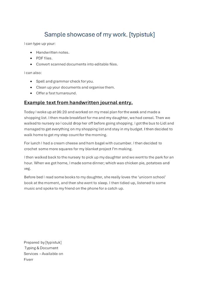 Type up documents, handwritten notes and scanned files accurately by ...