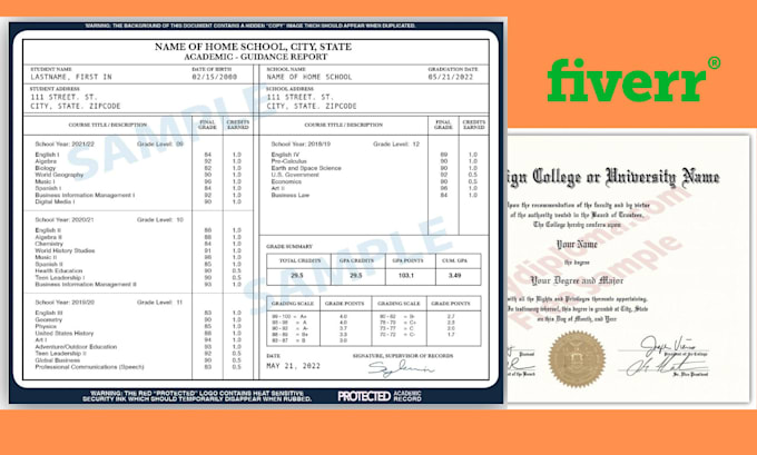 Design college school university degree diploma transcript design by ...