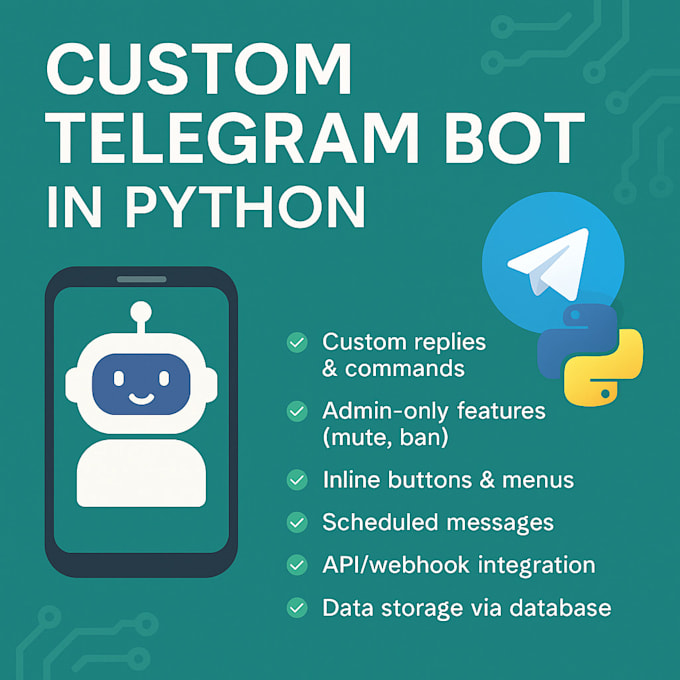Build a custom telegram bot using python by Loreb00 | Fiverr