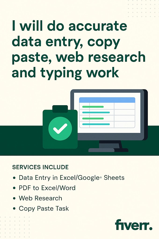 Data entry, copy paste, excel data entry, web research by Toriqul7569 | Fiverr