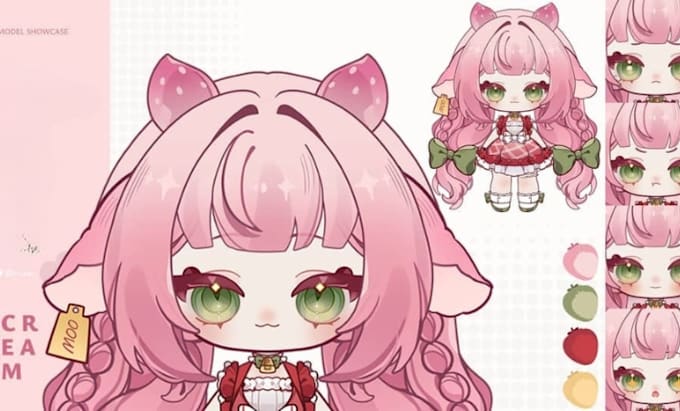 Design and rig live2d chibi model table top vtuber cute vtuber chibi ...