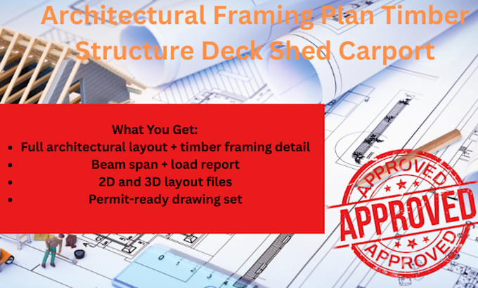 Architectural framing plan timber structure deck shed carport nc tn sc ...