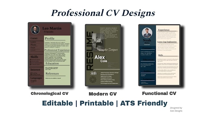 Create ats friendly resume and modern cv design in 2 hours by ...