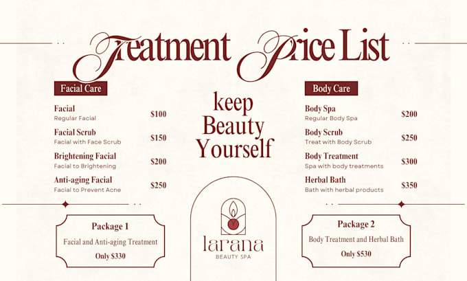 Do a perfect restaurant, bar, spa, beauty, price list menu with qr code ...