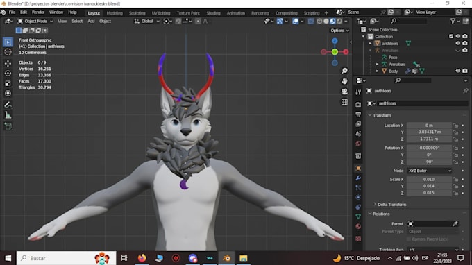 Custom vrchat avatar, furry model, vr chat model, vrc character, 3d ...