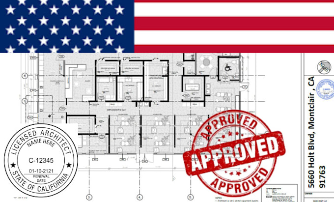 Architectural structural drawing, ca stamp, city permit, pe stamp mep ...