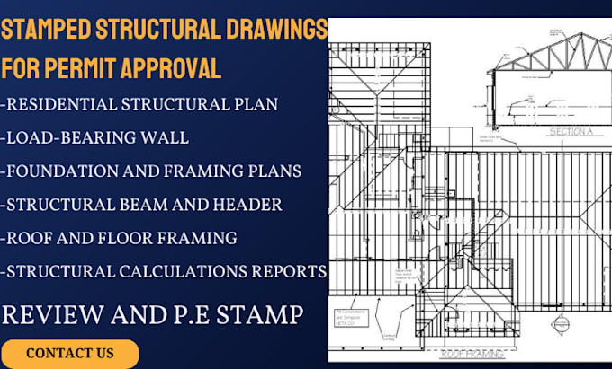 Pe review and stamp for house structural plans and building city permit ...
