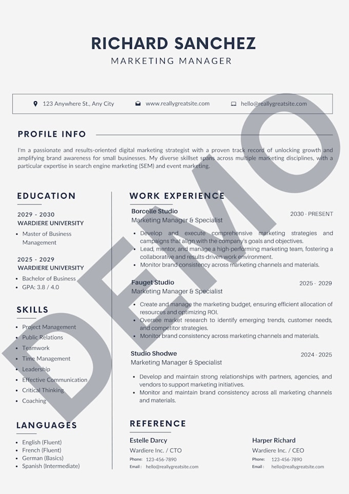 Create a modern resume in canva for job applications by Skdhungana | Fiverr