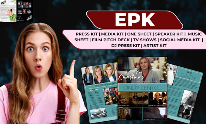 Design media kit, epk, press kit, speaker one sheet, film pitch deck,artist epk by Tiffany ...