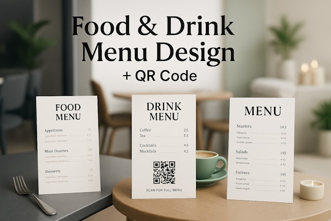 Design food and drink menu with qr code for restaurants, bars, spa ...