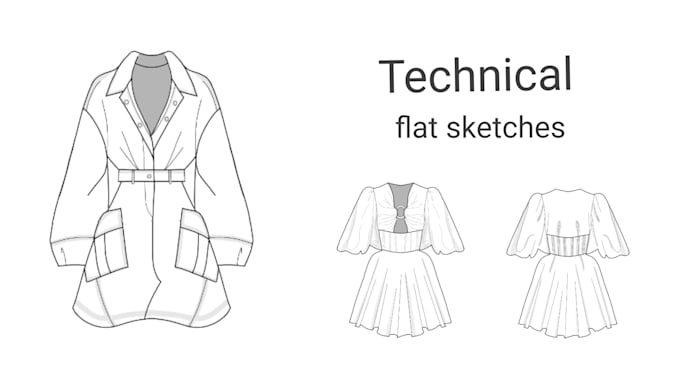 Create technical flat fashion sketches by Noollii | Fiverr