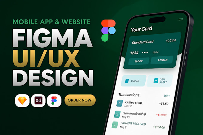 Ui ux design figma mobile app design figma prototype website design dashboardui by Tee_labs | Fiverr