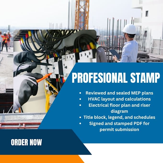 Provide pe stamp for mep plans, hvac permit set, and electrical layout ...