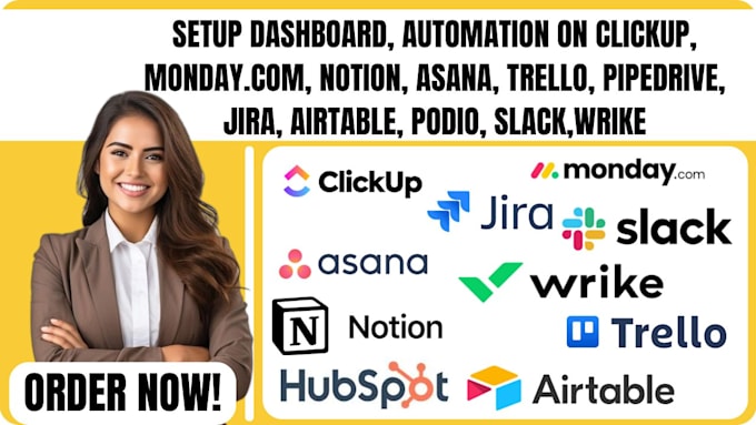 Setup dashboards automation on clickup monday notion asana trello pipedrive jira by Balkiss006 ...