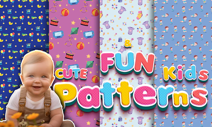 Design cartoon seamless pattern designs for kids by Sahan_sathsara | Fiverr