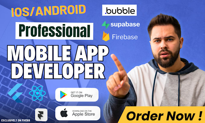 Build ios android mobile app react native flutterflow, supabase ...