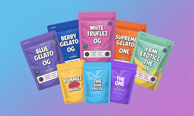 Design unique mylar bag, cannabis pouch, label, and box packaging ...
