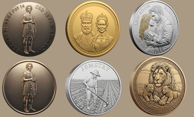 Sculpt 3d coin bas relief medallion challenge coin ancient cnc crypto ...