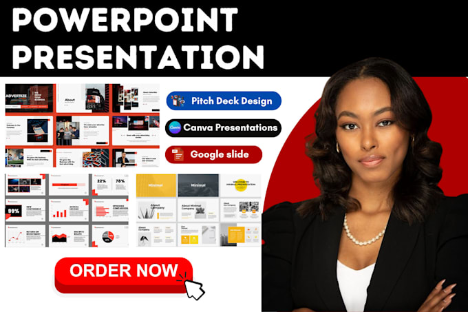 Design powerpoint presentation, pitch deck, do voice over, canva ...