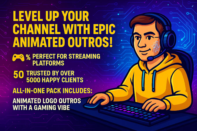 Design ai animated outro video, ending screen for kick youtube twitch ...