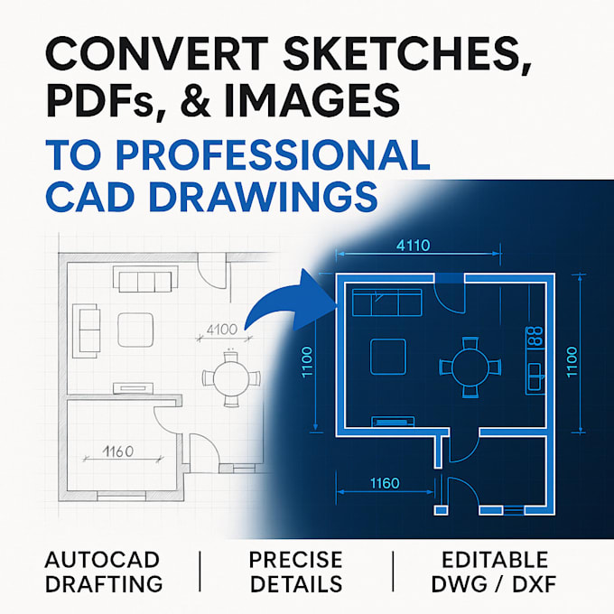 Convert pdf, jpeg, or sketch to autocad dwg by Fatimazaidi8 | Fiverr